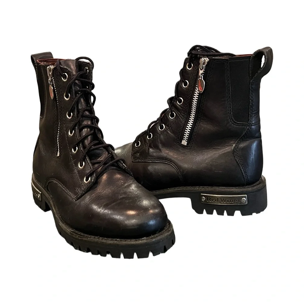 Red Wing Shoes | Shoes | Vtg Red Wing 668 Black Leather Vibram Sole ...